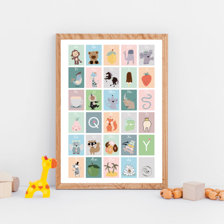 ABC børneplakat - 2 str. - stav med farmor med denne søde plakat