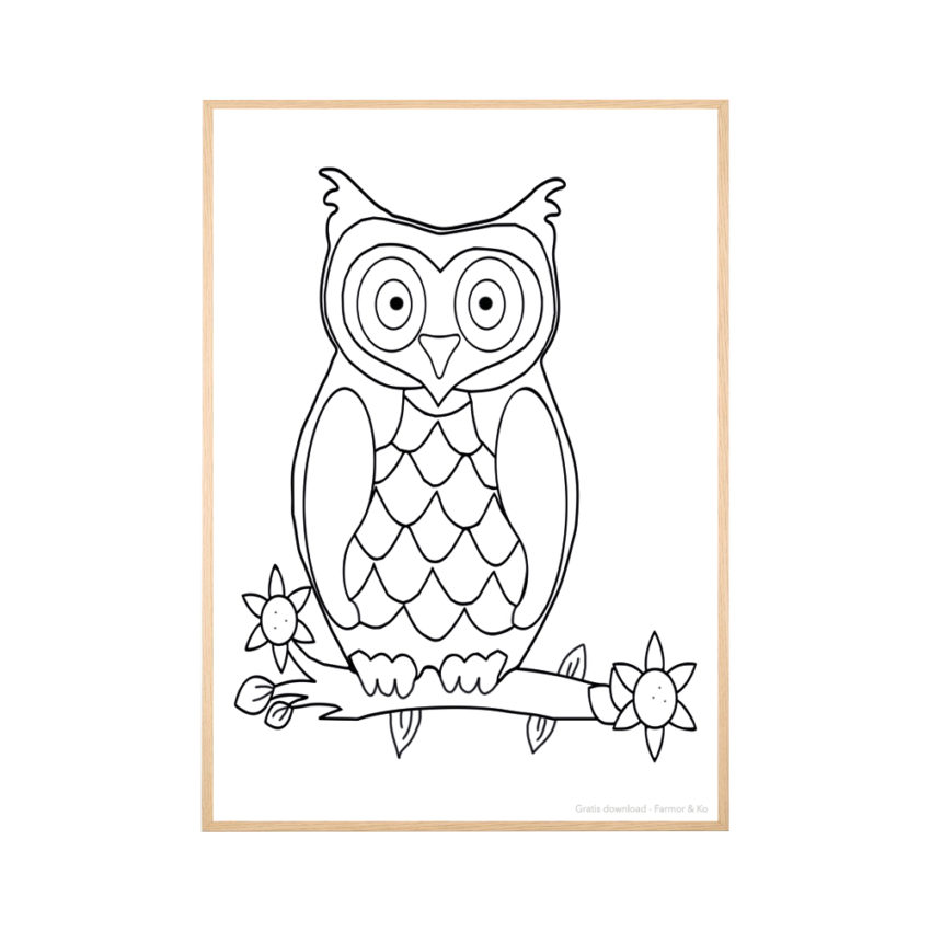 Gratis tegning ugle - Farmor & Ko